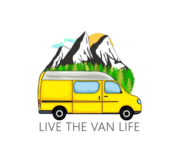 Camper Van Forest Mountains Background Living Van Life Camping Nature ...
