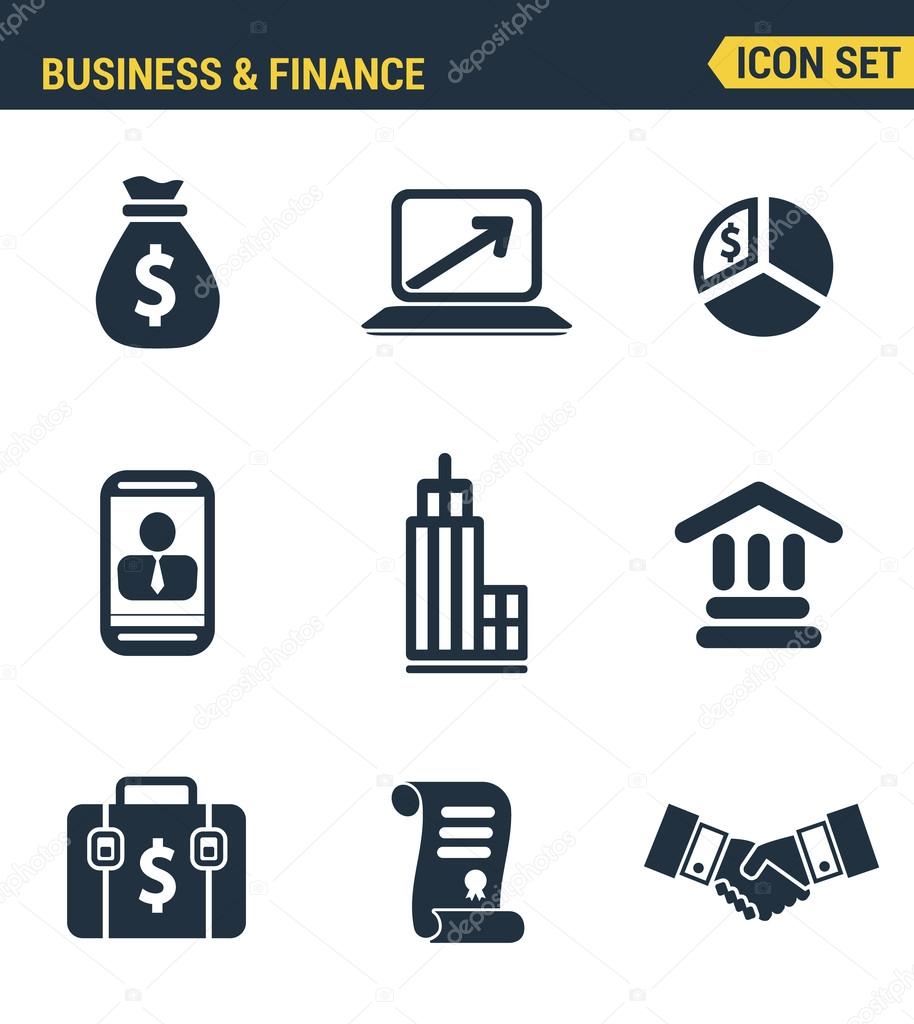 Icons set premium quality of business economic development, financial ...