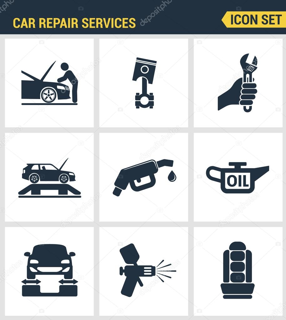 Icons set premium quality of car repair services instrumentation ...