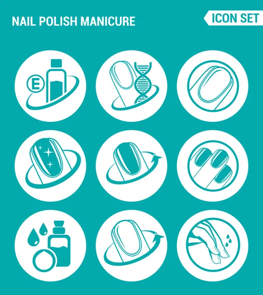 Set of modern vector icons. Nail polish manicure, care, shine. Black ...