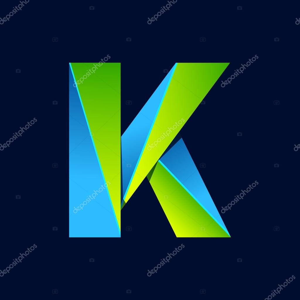 K letter line colorful logo. Abstract trendy green and blue vector ...