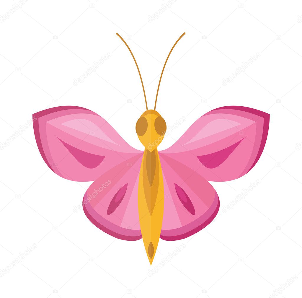 Vector de mariposa de dibujos animados de color rosa aislado sobre ...