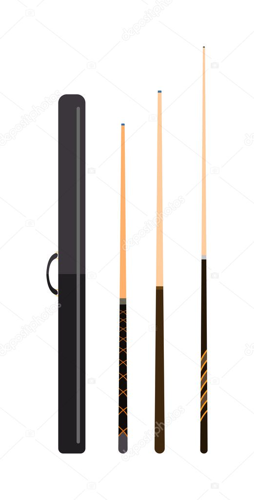 Snooker cue billiard sticks cartoon flat vector illustration on white ...