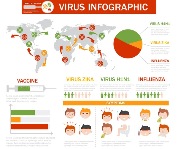 Virus infographic icons set template design outbreaks concept vector ...