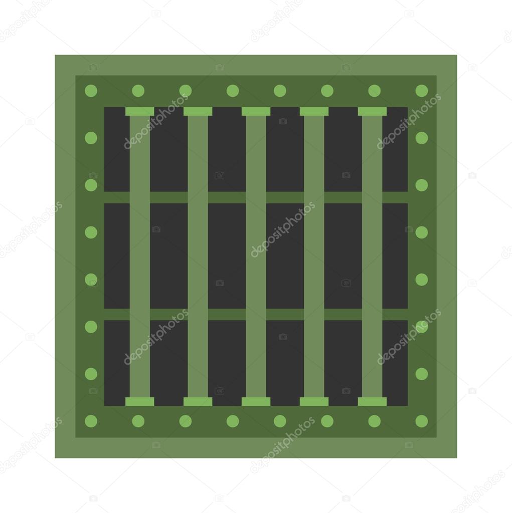 Prison cell window with metal green grill vector. Stock Vector Image by ...