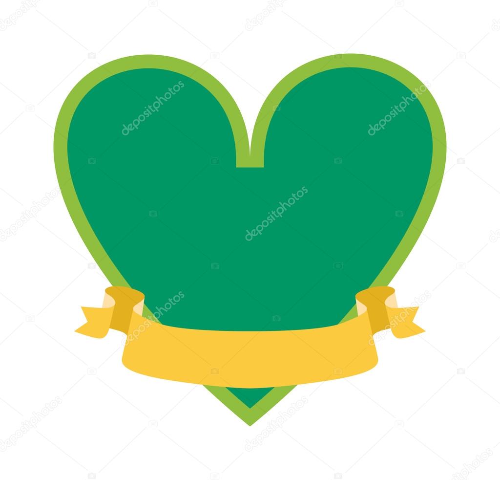 Classical simple green heart silhouette shape icon isolated vector ...