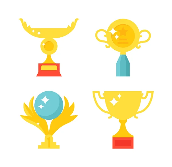 Vector trophy champion cup flat icon winner gold award prize sport ...