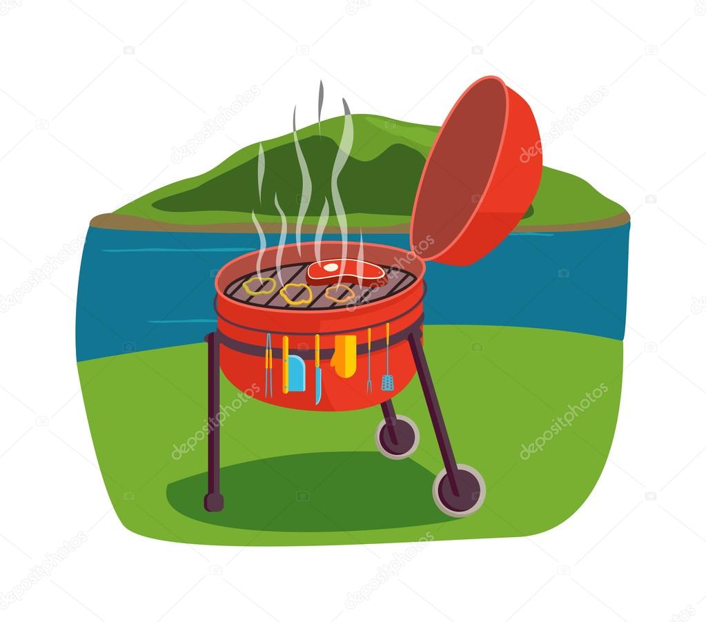 Outdoor grill vector illustration. — Stock Vector © adekvat #112175594
