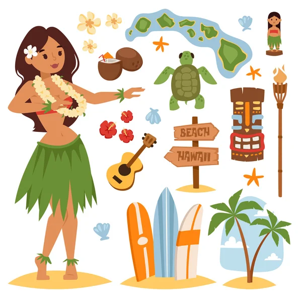 Tropical Clipart Set Hawaii Hula Dancers Beach Related Items Other ...