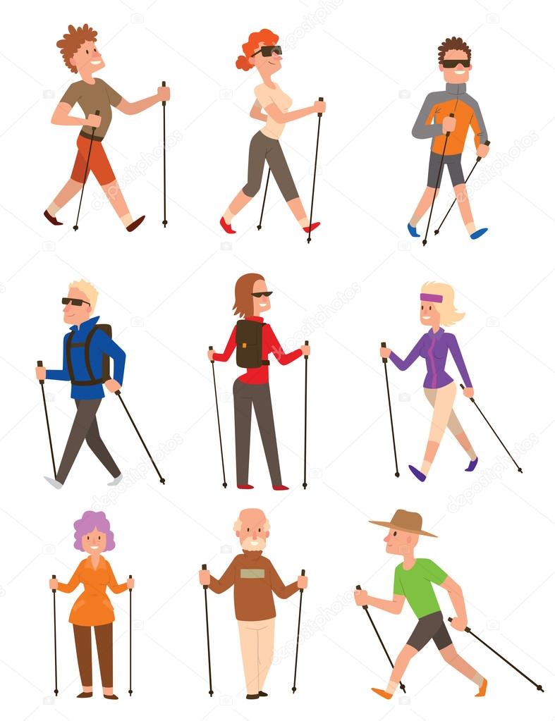 Group Walking Exercise Clip Art
