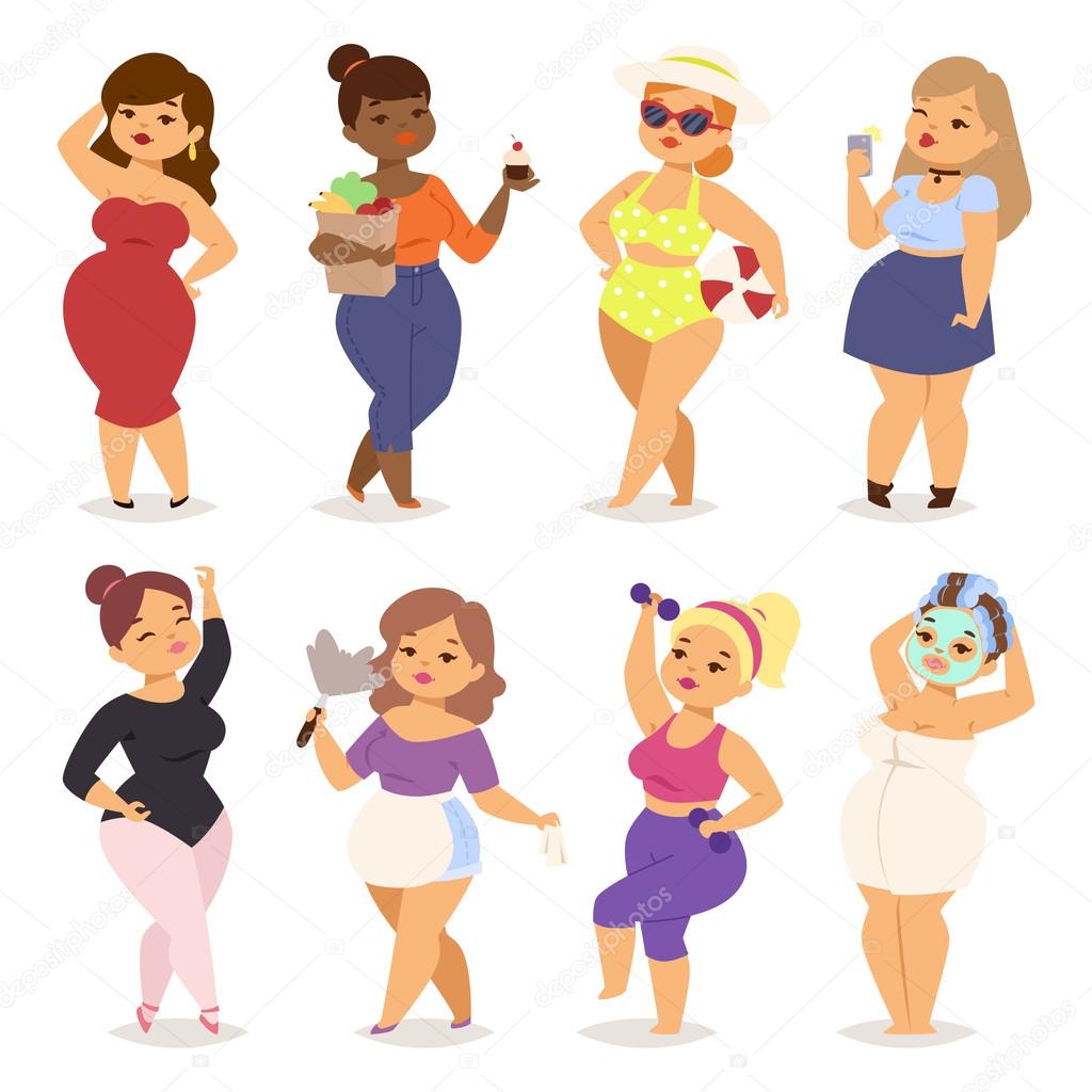 Fat Girl Vector Set Stock Vector Image By ©adekvat 119131164
