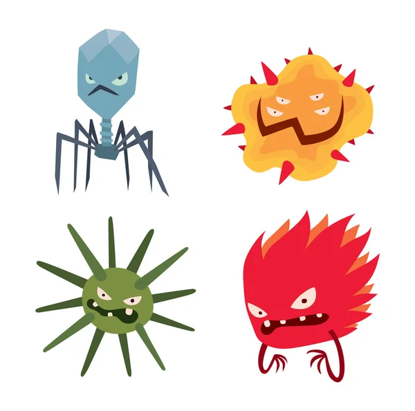 Cartoon viruses characters vector set. - Stock Image - Everypixel