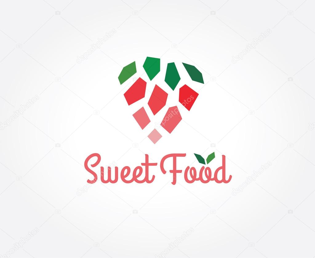 Abstract vector strawberry logo icon concept. Logotype template for ...