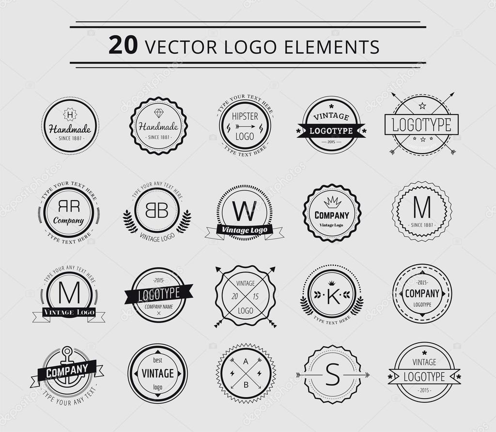 Logo design elements. Vintage retro style. Arrows, labels, ribbons ...