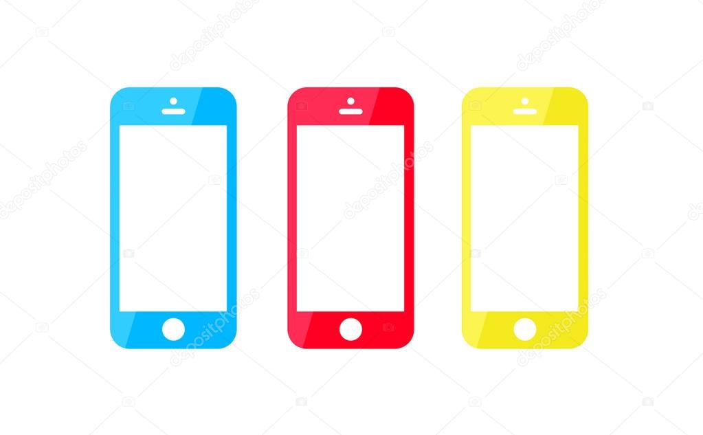 Colored smartphones set isolated on white — Stock Photo © adekvat #77910714