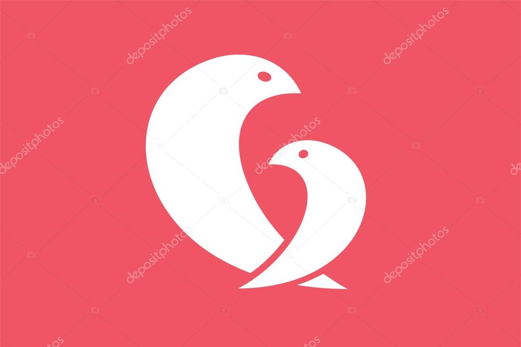 Two birds logo icon template. Mother and child concept Stock Vector ...