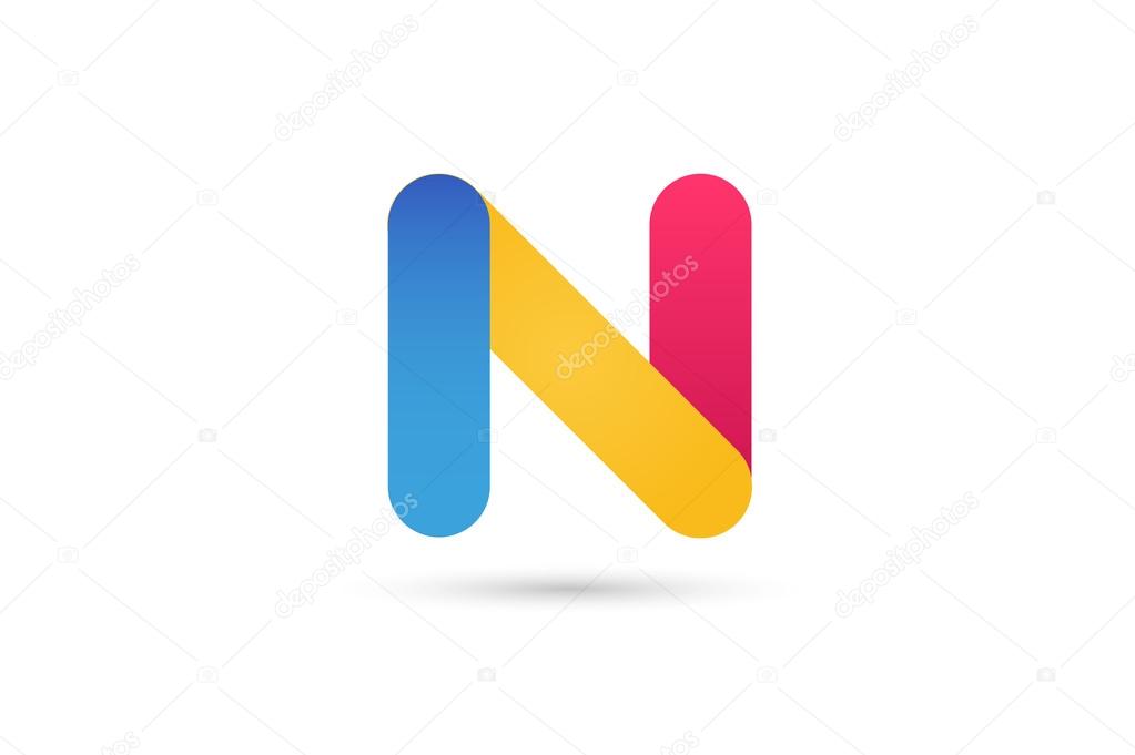 N Carta Vector Logotipo Icono Plantilla 2024