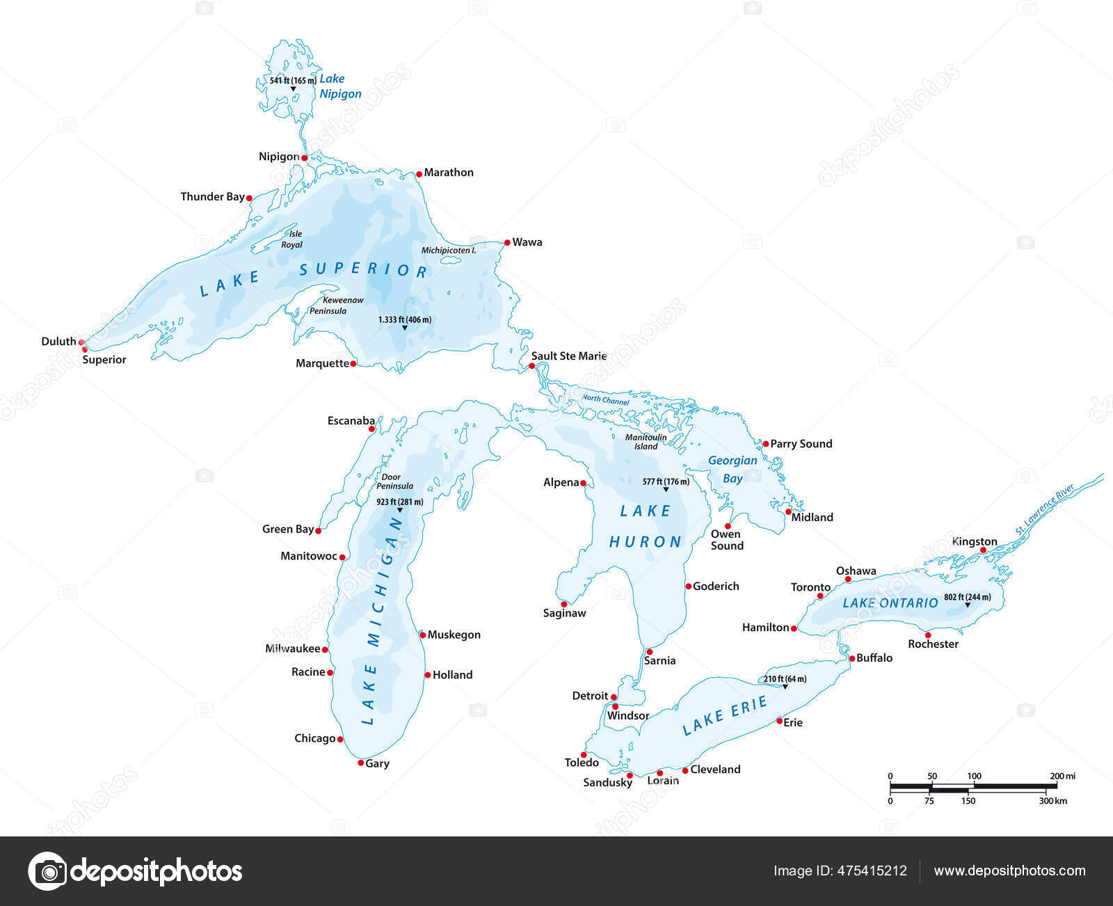 Mapa De Los Grandes Lagos De Estados Unidos Mapa De Los Grandes Lagos,
