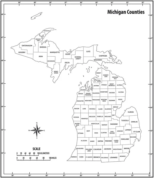 43 Michigan counties map Vector Images | Depositphotos