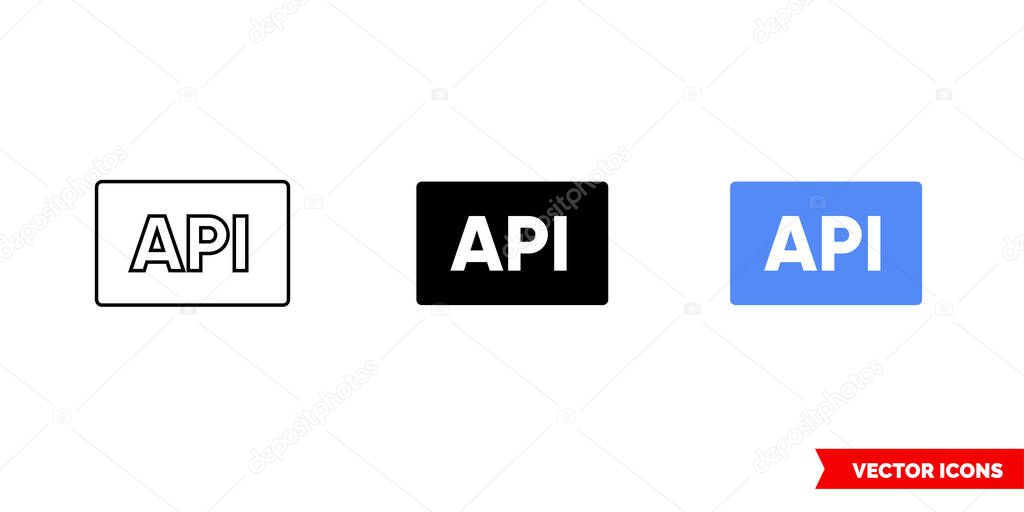 Icono de API de 3 tipos. Signo vectorial aislado símbolo. 2022