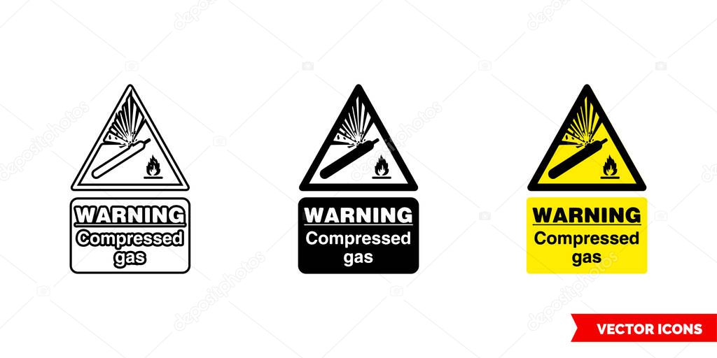 Señal de peligro de gas comprimido de advertencia icono de 3 tipos de ...