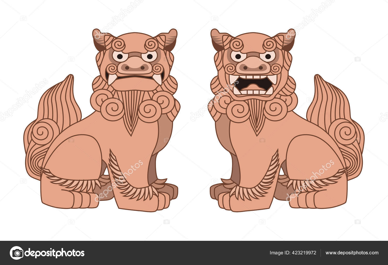 Illustration Shisa Shisas Okinawan Guardian Lions Stock Illustration by ...