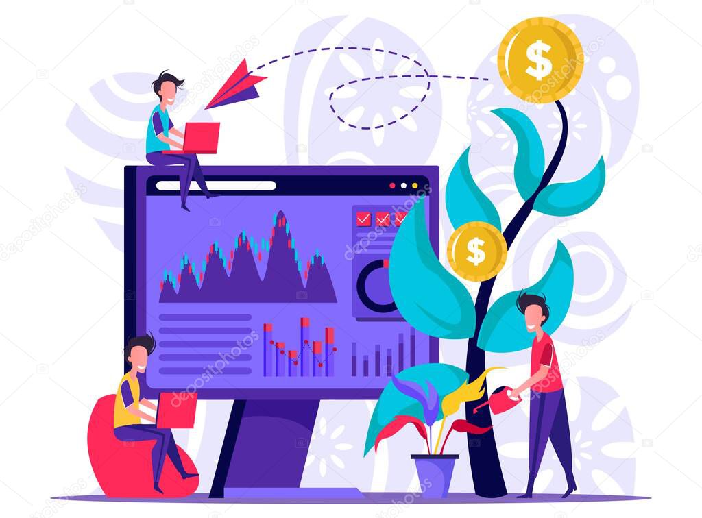 negocio inversi n beneficio plana vector ilustraci n. Met fora de ingresos e ingresos ...