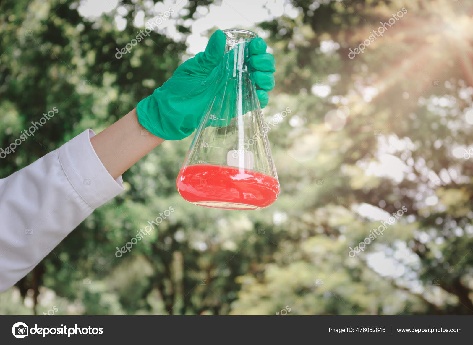 Scientist Doing Science Experiment Surround Green Nature Park Garden ...