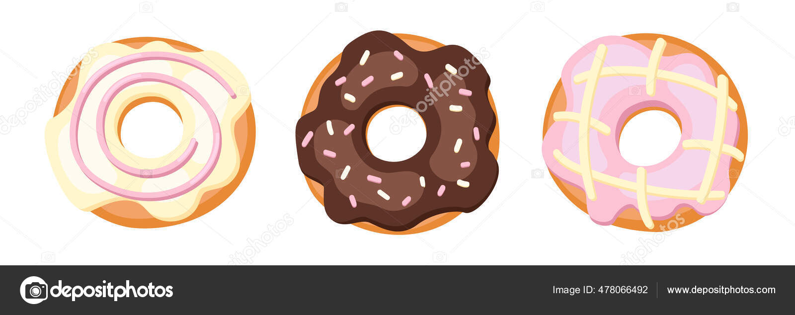 Glazed Donuts Vector Illustration Isolated White Background Stock ...