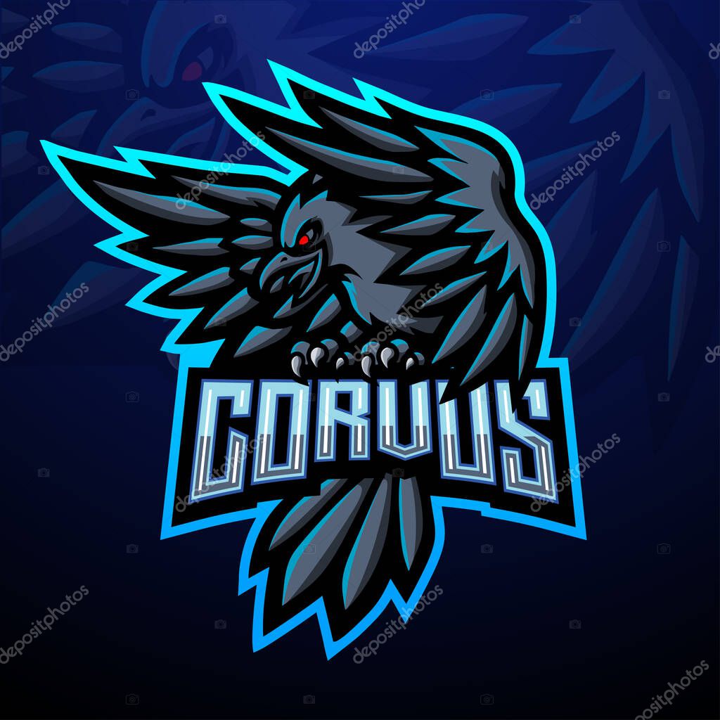 Diseño de la mascota del logo de Corvus esport 2023