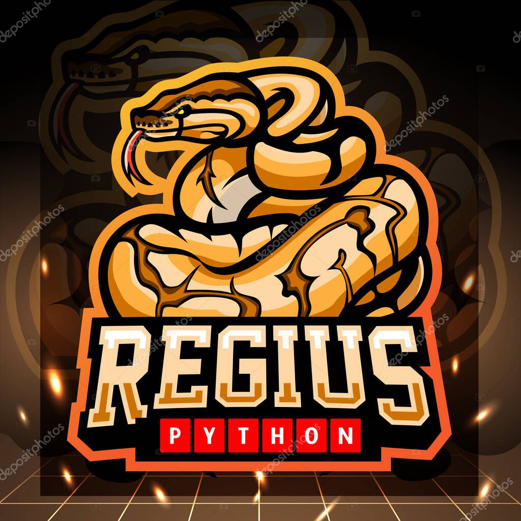 Regius python o Bola python mascota. diseño del logotipo de esport ...