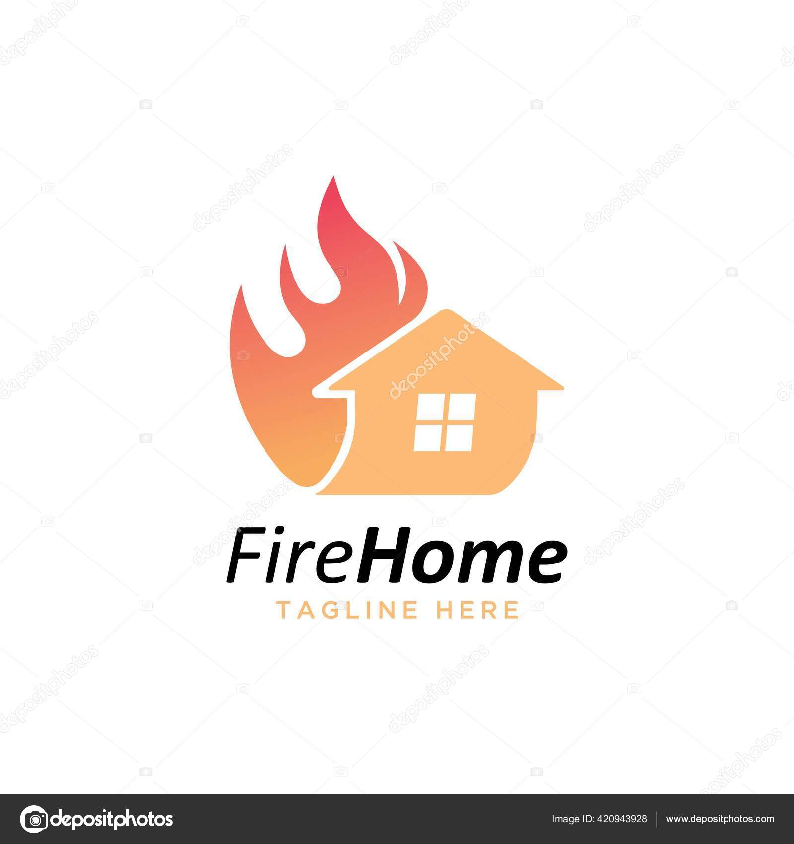 House Fire Logo Design Vector Template Stock Vector Image by ...