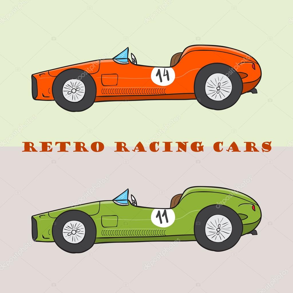 Vintage cartoon racing car. Stock Vector by ©baranessku 99275162 Vintage cartoon racing car. Stock Vector by ©baranessku 99275162