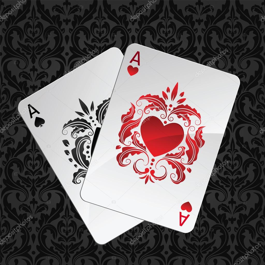 Deux as jouant aux cartes (coeurs et pique ) Vecteur par ©jackie2k 52115087