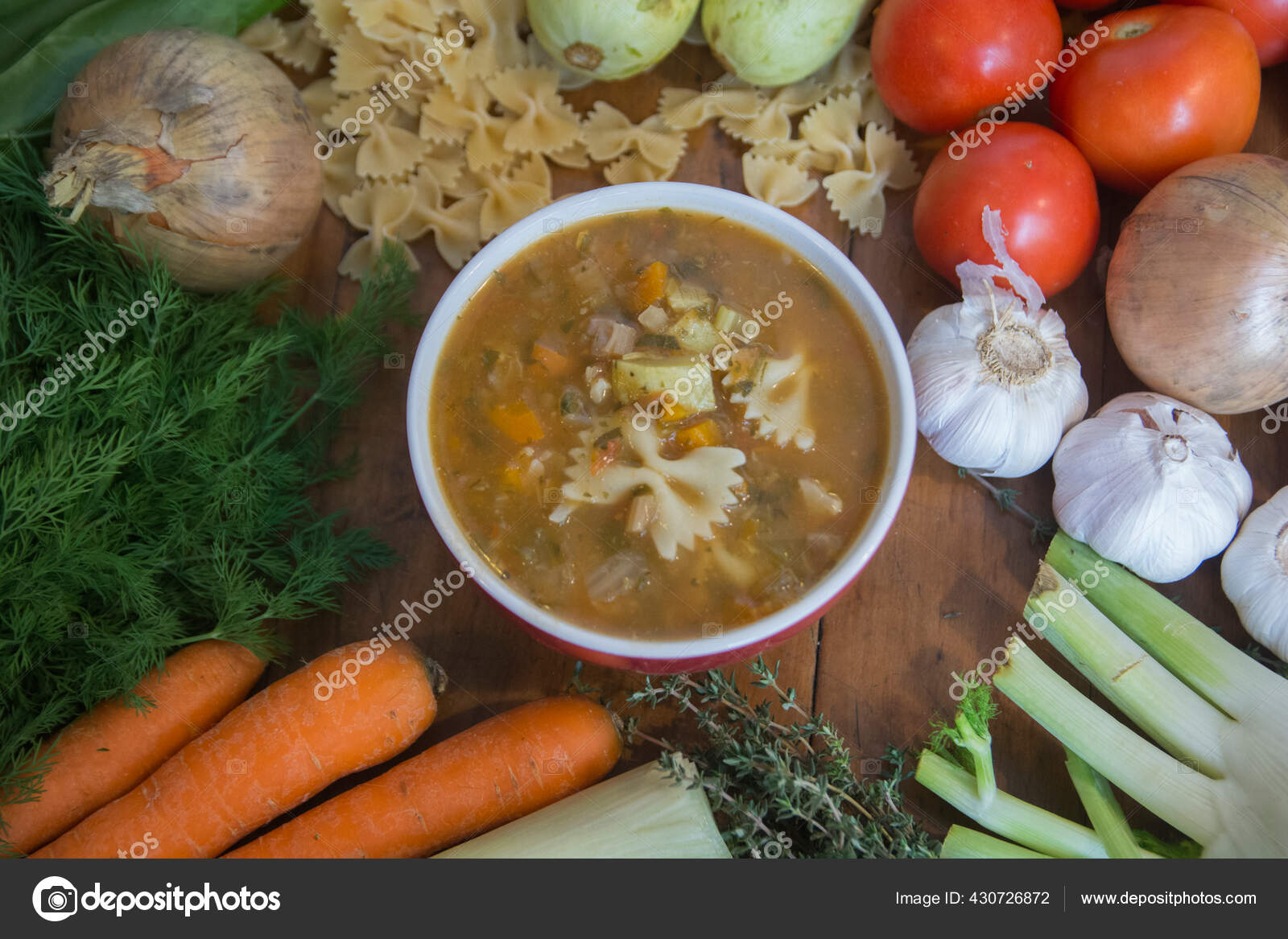 Top View Boiling Minestrone Soup Typical Thick Vegetables Soup ...