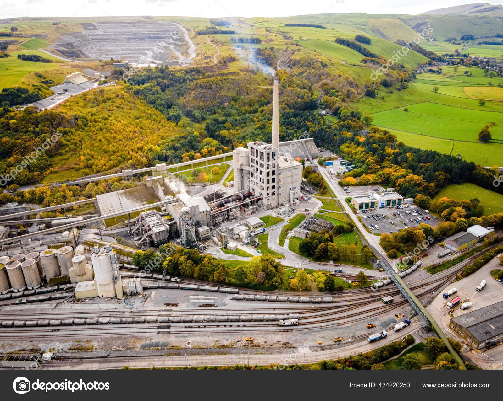 Aerial View Breedon Hope Cement Works Castleton Peak District — Stock ...