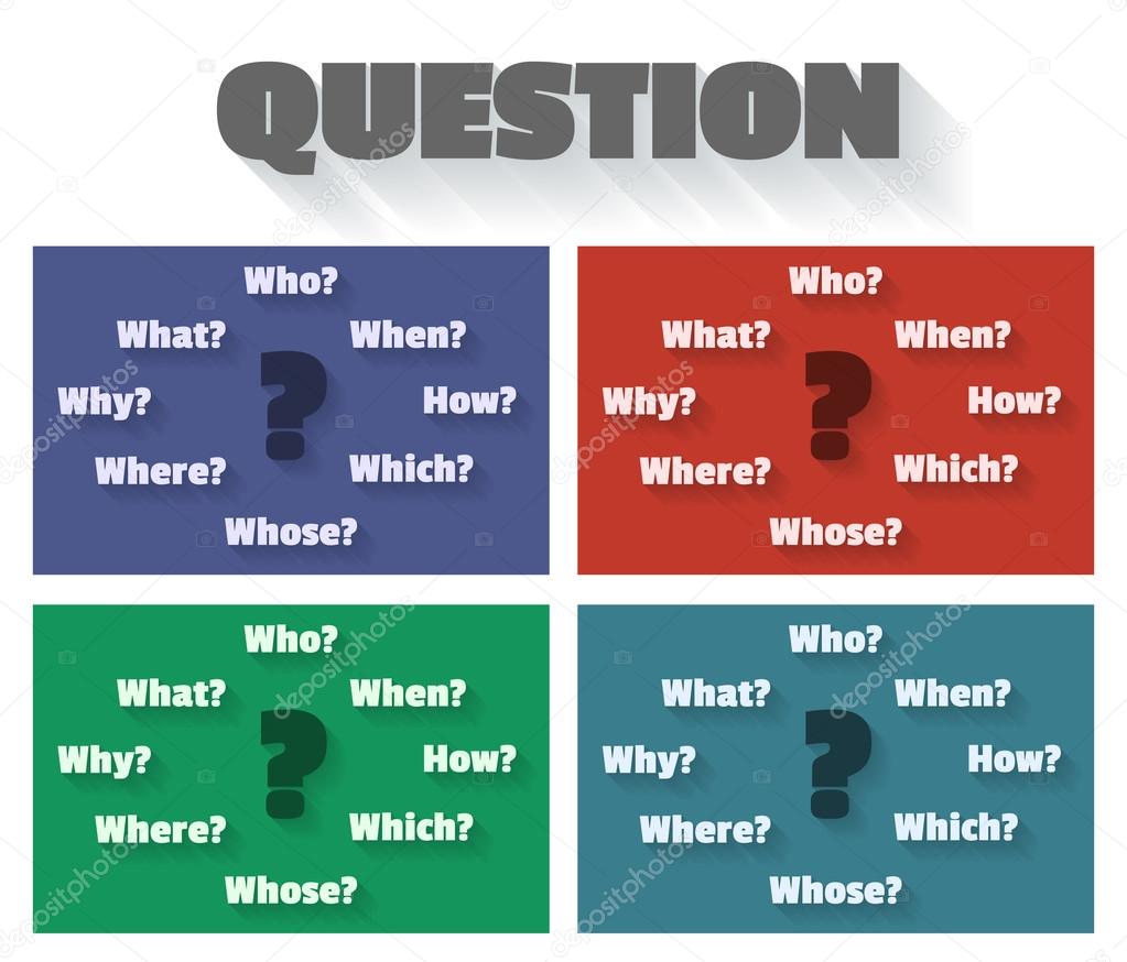 Puntos de interrogación y palabras: quién, cómo, cuándo, qué, por qué ...
