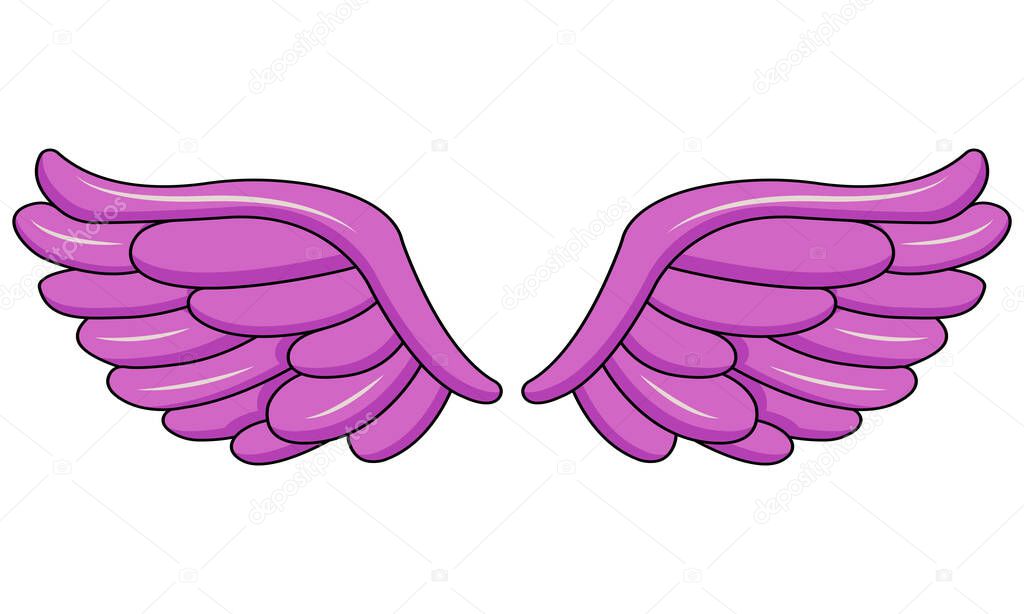 Alas de dibujos animados aisladas sobre el fondo blanco. 2023