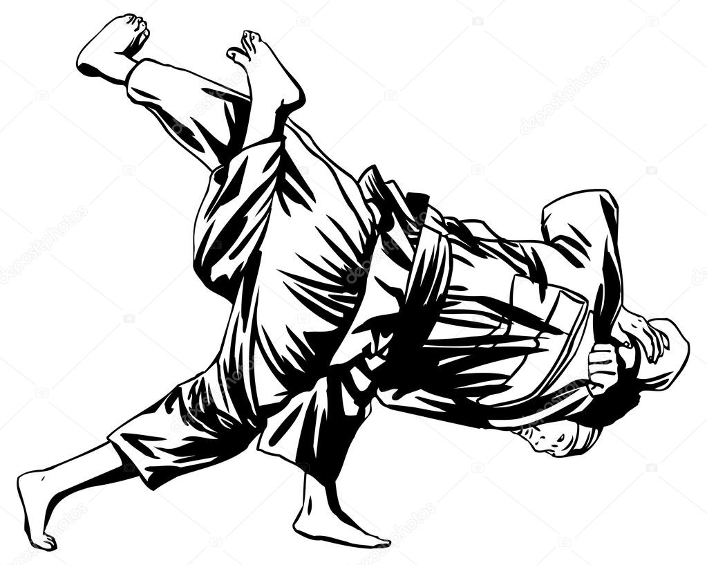 Judo fight — Stock Vector © eokotnikova #52104347