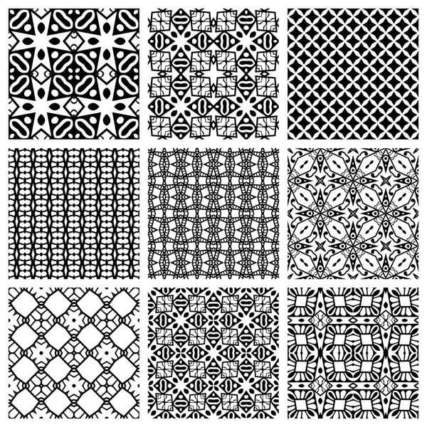Black and white Set of seamless geometric patterns, simple design ...