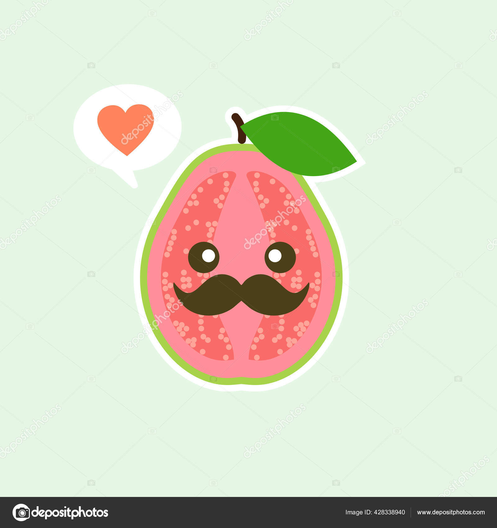 Happy Guava Fruit Cute Kawaii Faces Cute Vegetable Characters Phrases ...