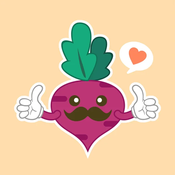 Beetroot Character Flat Design Isolated Cartoon Purple Beetroot Kawaii ...