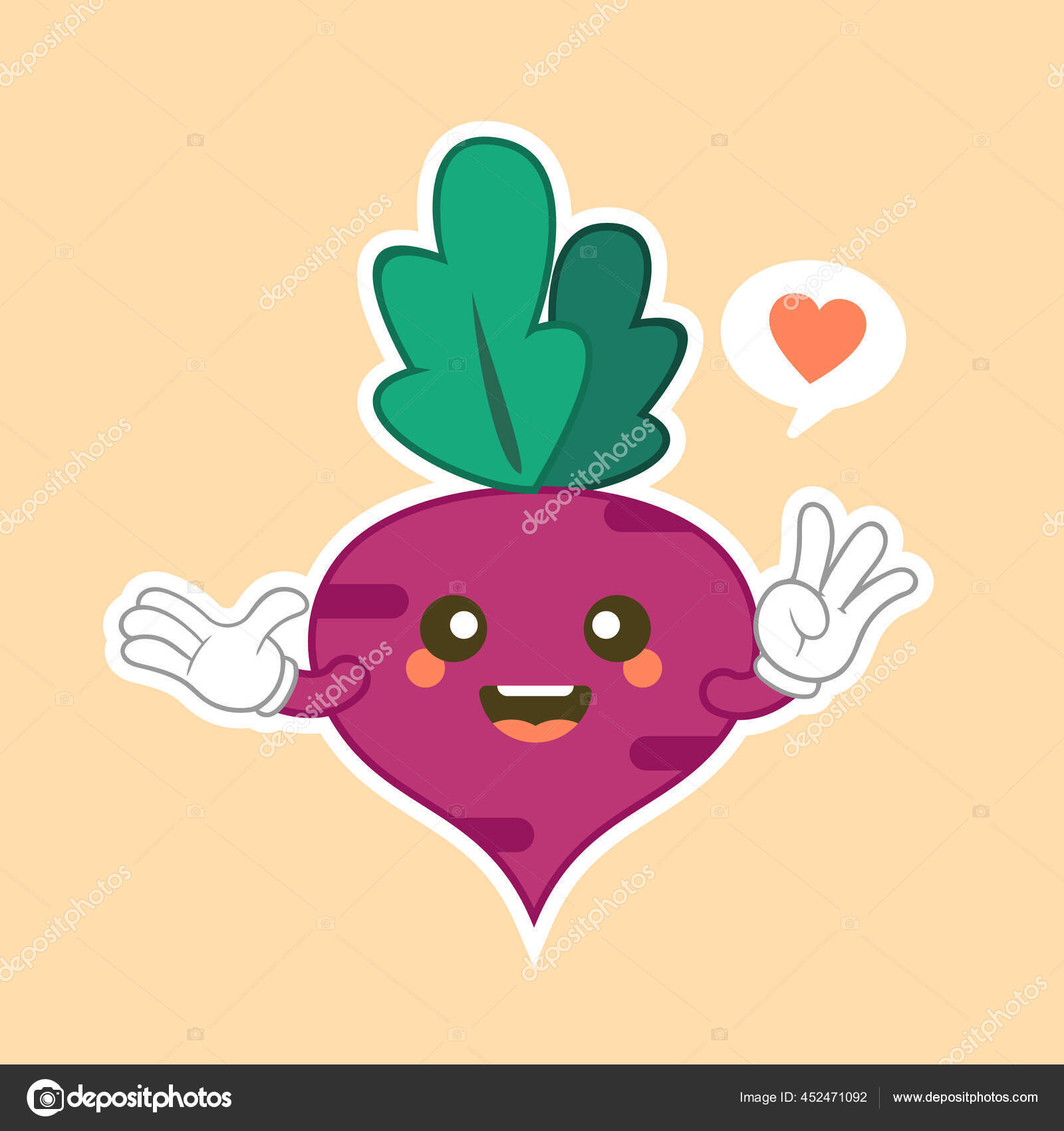 Beetroot Character Flat Design Isolated Cartoon Purple Beetroot Kawaii ...
