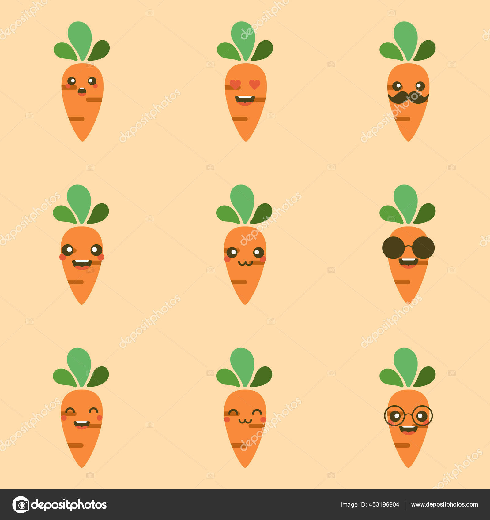 Cute Kawaii Carrot Cartoon Character Vector Isolated Image Carrot ...