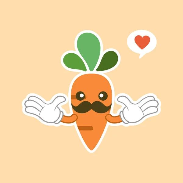 Cute Kawaii Carrot Cartoon Character Vector Isolated Image Carrot