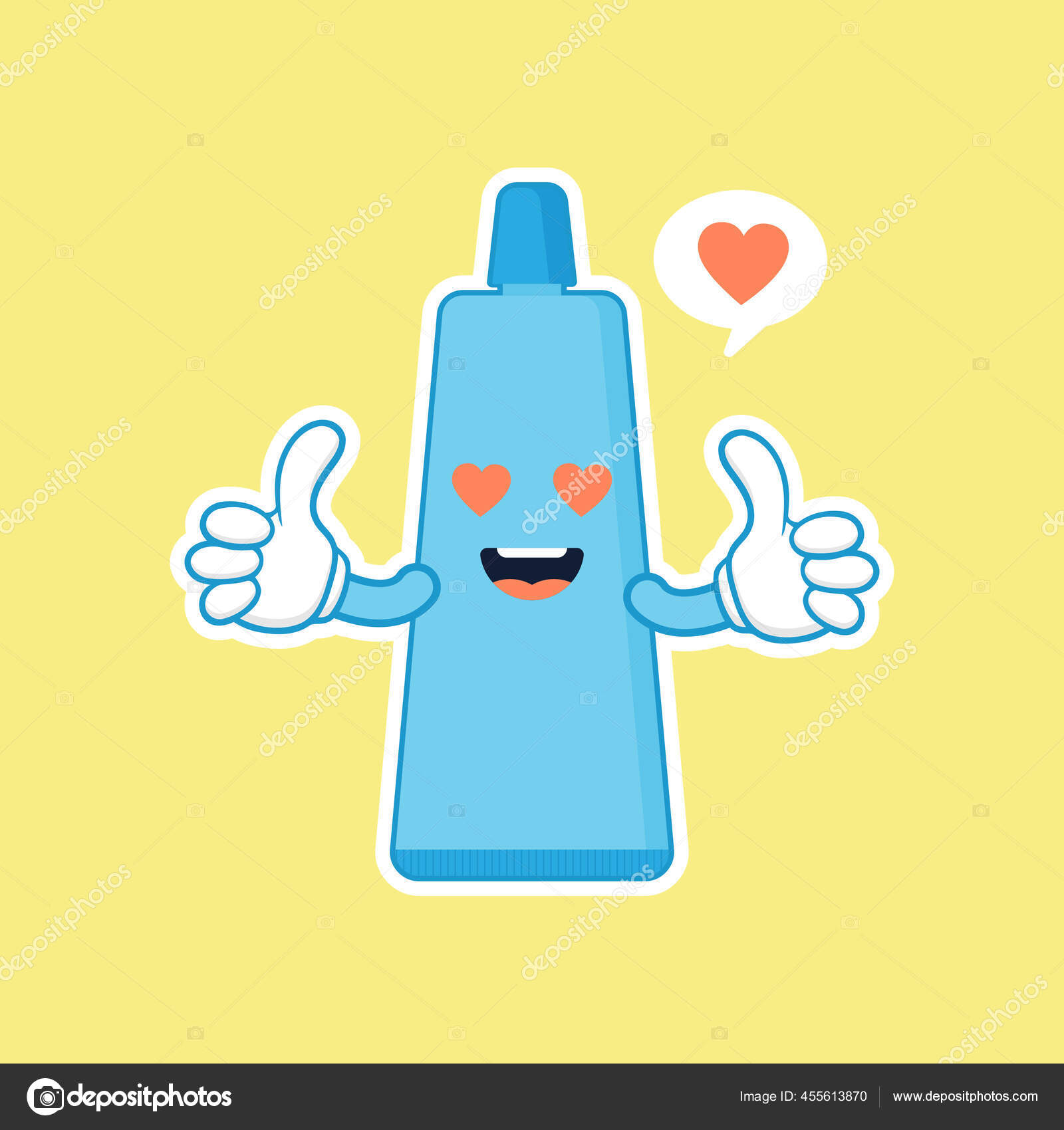 Cute Kawaii Smiling Toothpaste Flat Vector Cartoon Character ...