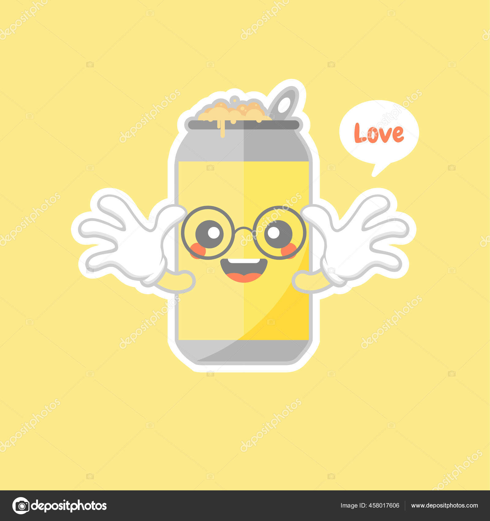 Lindo Kawaii Dibujos Animados Latas Refresco Linda Cara Emoticono ...