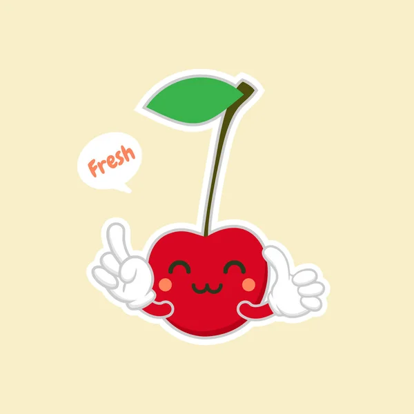 Cute Kawaii Cherry Characters Fruit Design Cherry Vector Characters ...