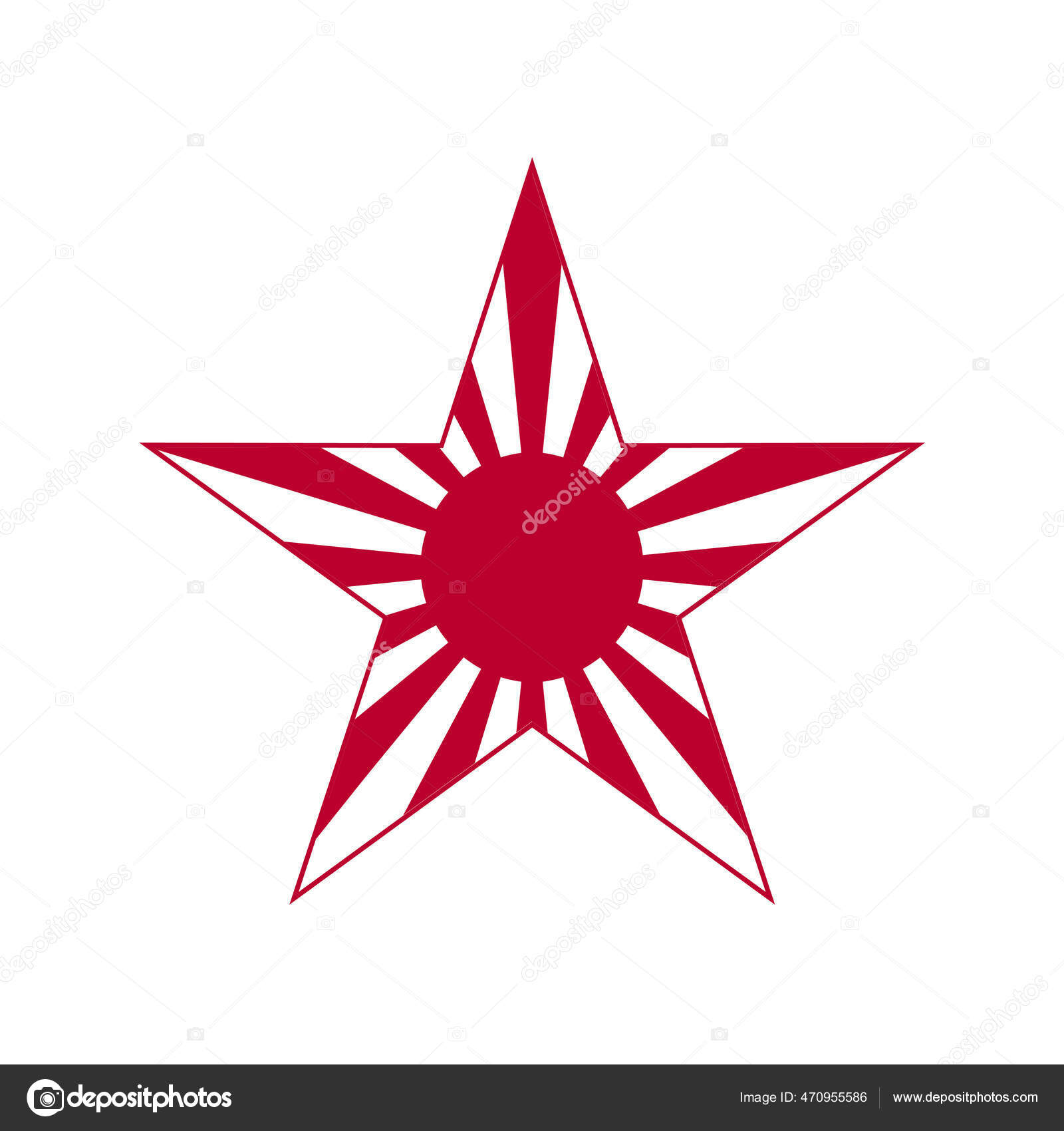 Bandera Del Sol Naciente Japonesa Con Símbolo Forma Estrella Símbolo ...