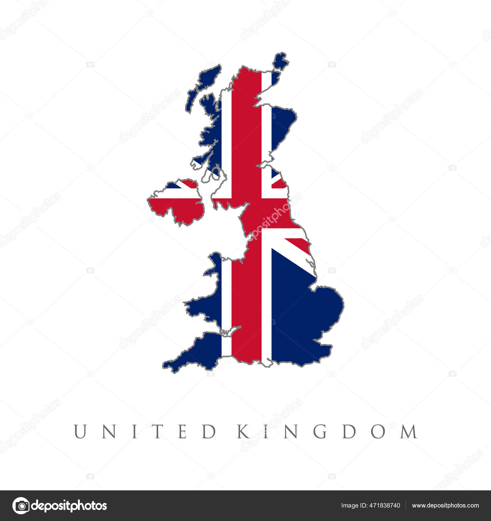 Map United Kingdom Map Flag United Kingdom Great Britain Ireland Stock ...